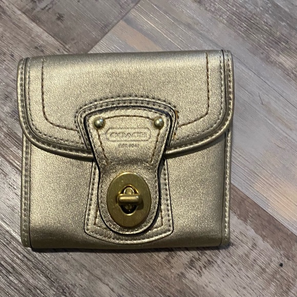 Coach | Bags | Coach Legacy Metallic Gold Leather French Turnlock ...